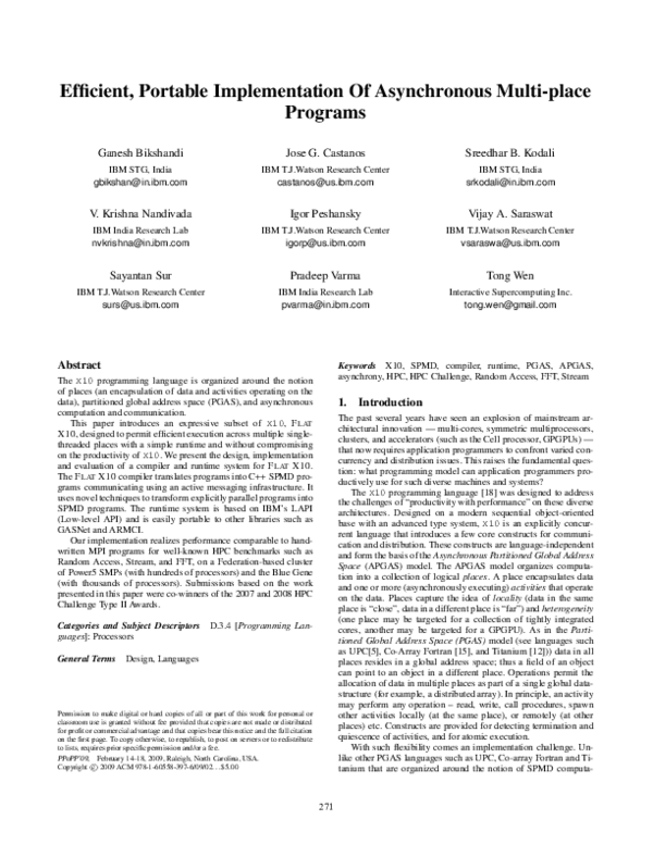 Pdf Efficient Portable Implementation Of Asynchronous Multi Place Programs Vijay Saraswat 8769