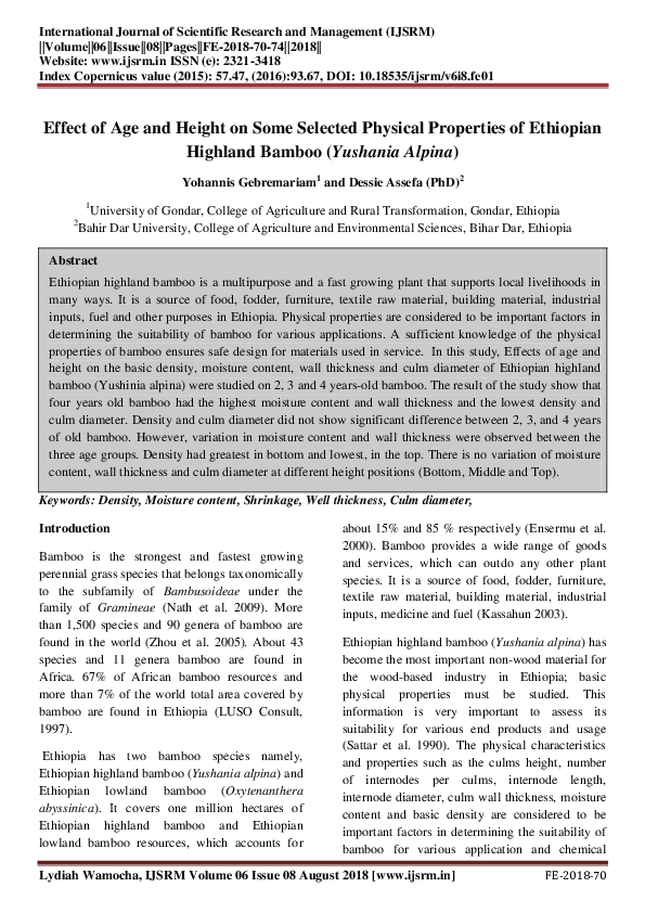 (PDF) the Effect of Age and Height on Some Selected Physical Properties ...
