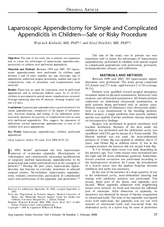(PDF) Laparoscopic Appendectomy for Simple and Complicated Appendicitis ...