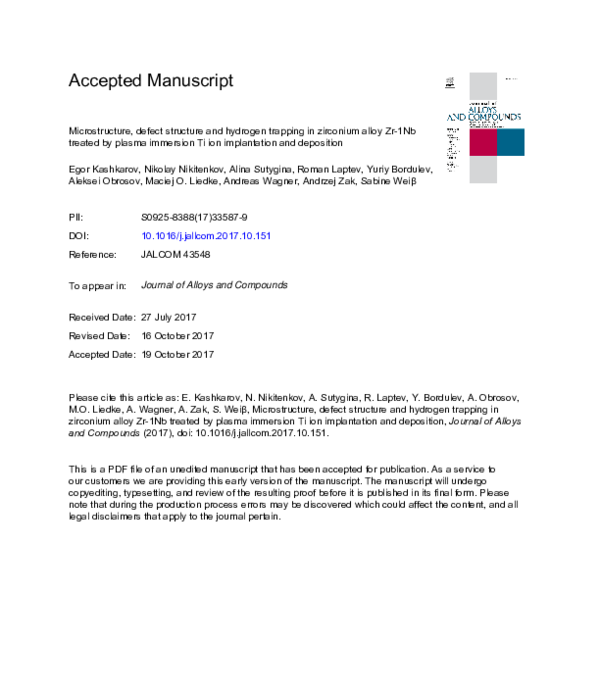 Pdf Microstructure Defect Structure And Hydrogen Trapping In
