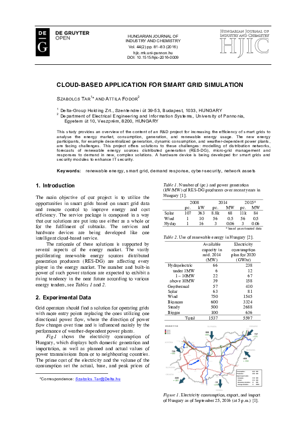 Pdf Cloud Based Application For Smart Grid Simulation