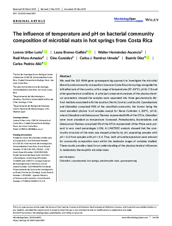 (PDF) The influence of temperature and pH on bacterial community ...