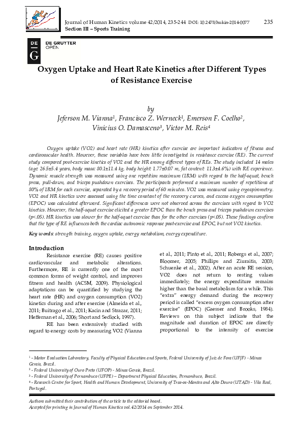 (PDF) Oxygen Uptake and Heart Rate Kinetics after Different Types of ...