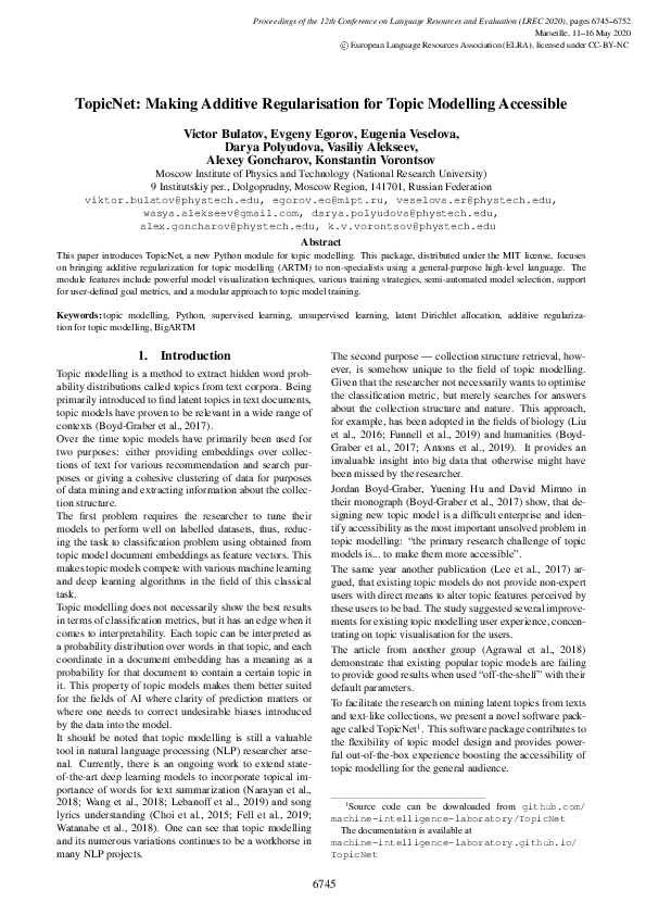 (PDF) TopicNet: Making Additive Regularisation for Topic Modelling Accessible
