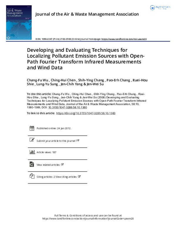Pdf Developing And Evaluating Techniques For Localizing Pollutant Emission Sources With Open