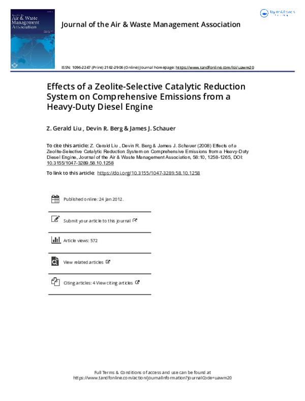 (PDF) Effects of a Zeolite-Selective Catalytic Reduction System on ...