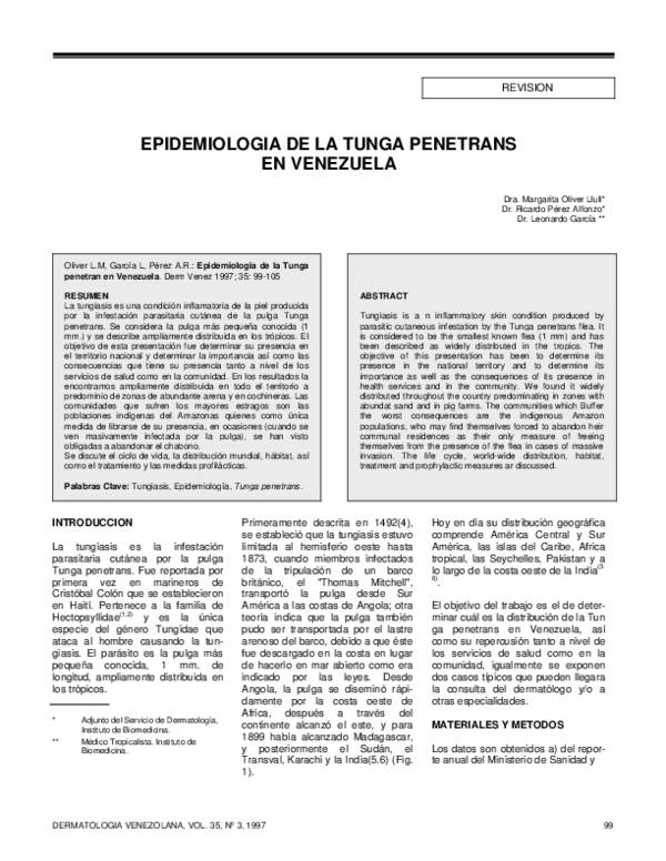(PDF) Epidemiologia de la Tunga penetrans en Venezuela
