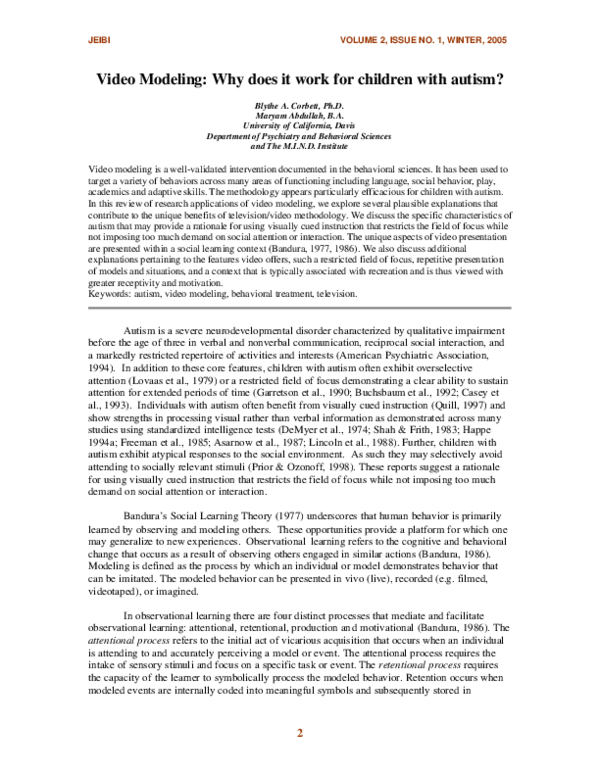 (PDF) Video modeling: Why does it work for children with autism?