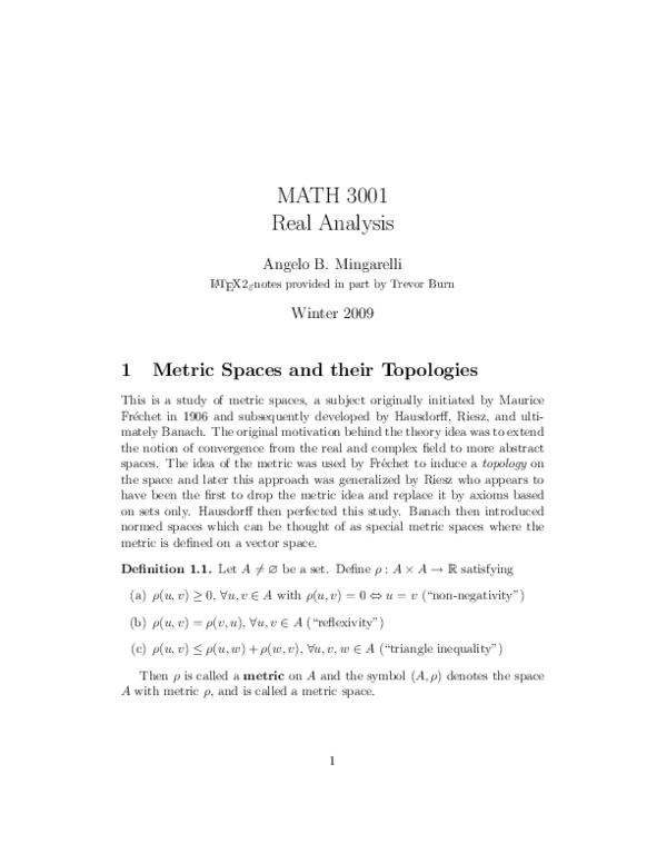 (PDF) MATH 3001 Real Analysis