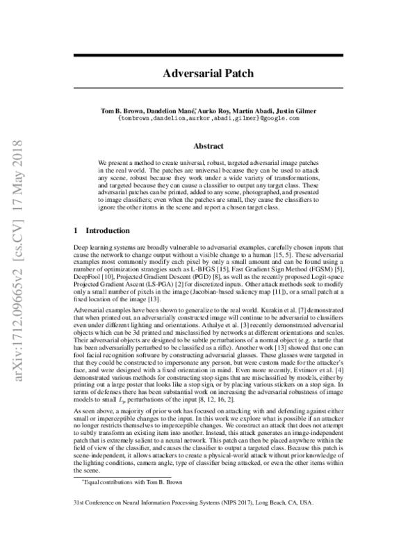 (PDF) Adversarial Patch