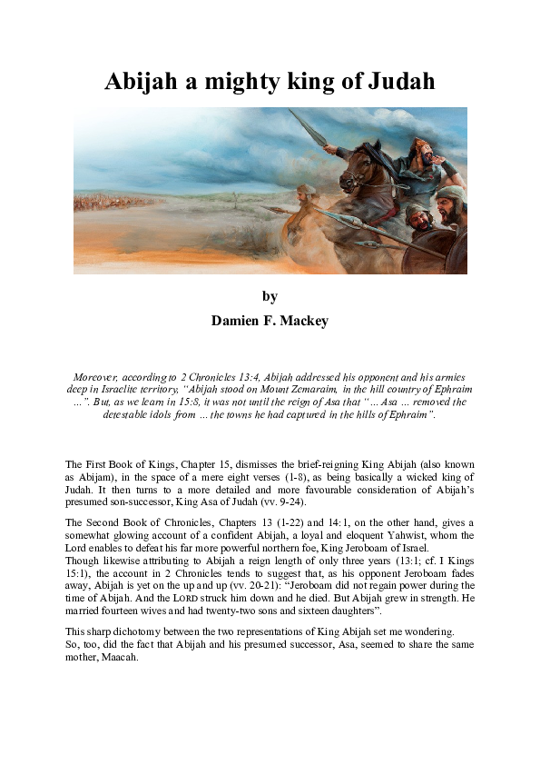 (DOC) Abijah a mighty king of Judah