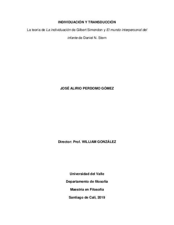 (PDF) Individuación y transducción: la teoría de la individuación de ...