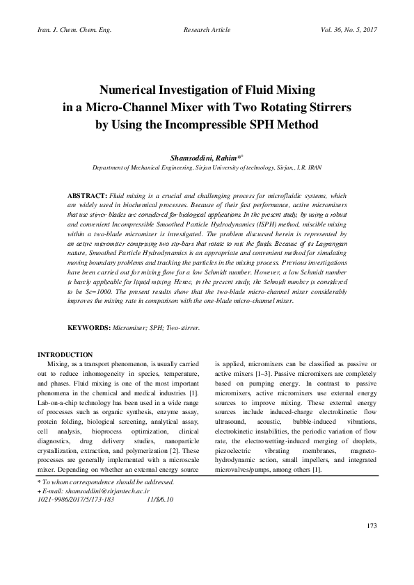 (PDF) Numerical Investigation of Fluid Mixing in a Micro-Channel Mixer with Two Rotating ...
