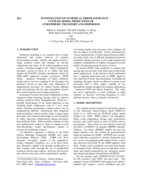 (PDF) 3B. 6 Investigation of Numerical Error Sources in Coupled Model Predictions of Atmospheric ...