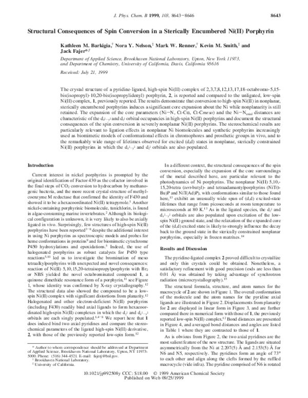 (PDF) Structural Consequences of Spin Conversion in a Sterically ...