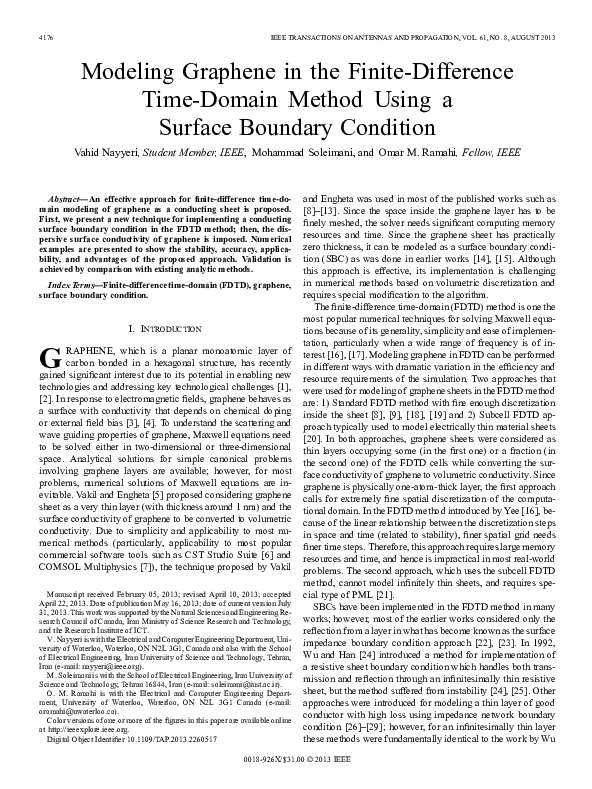 Pdf Modeling Graphene In The Finite Difference Time Domain Method Using A Surface Boundary