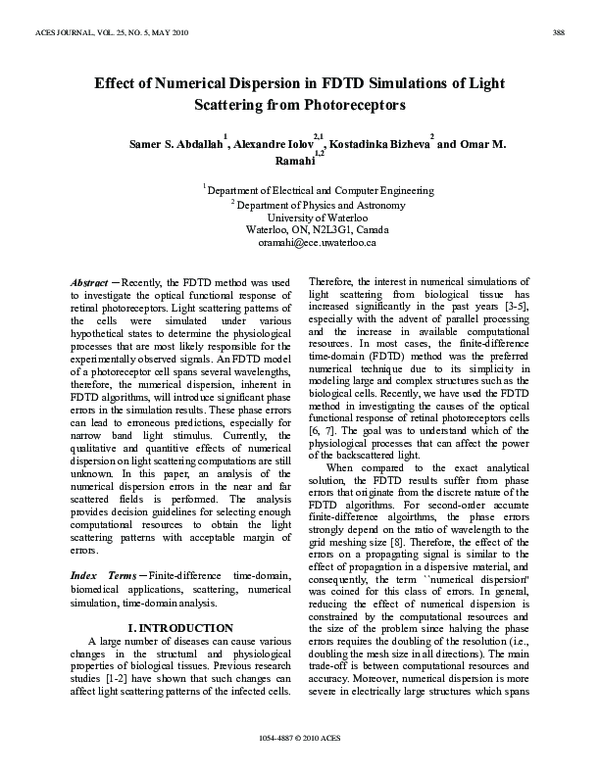 (PDF) Numerical Dispersion in FDTD Light Scattering