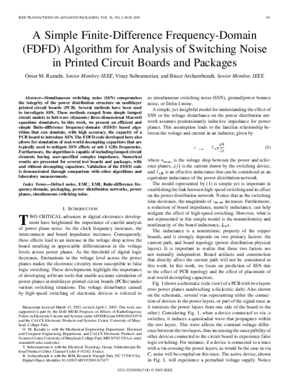 Pdf A Simple Finite Difference Frequency Domain Fdfd Algorithm For Analysis Of Switching