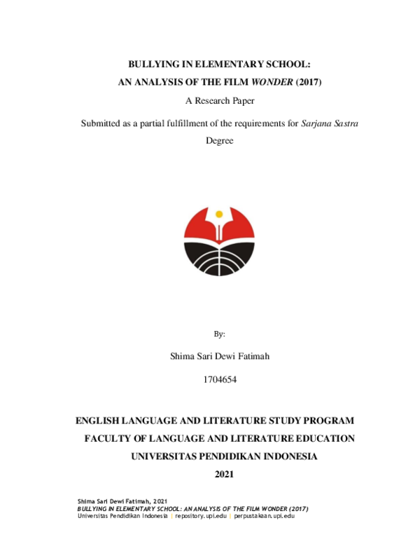 (PDF) BULLYING IN ELEMENTARY SCHOOL: An Analysis of The Film Wonder (2017)