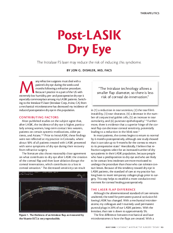 (PDF) Post-LASIK Dry Eye The Intralase FS laser may reduce the risk of ...