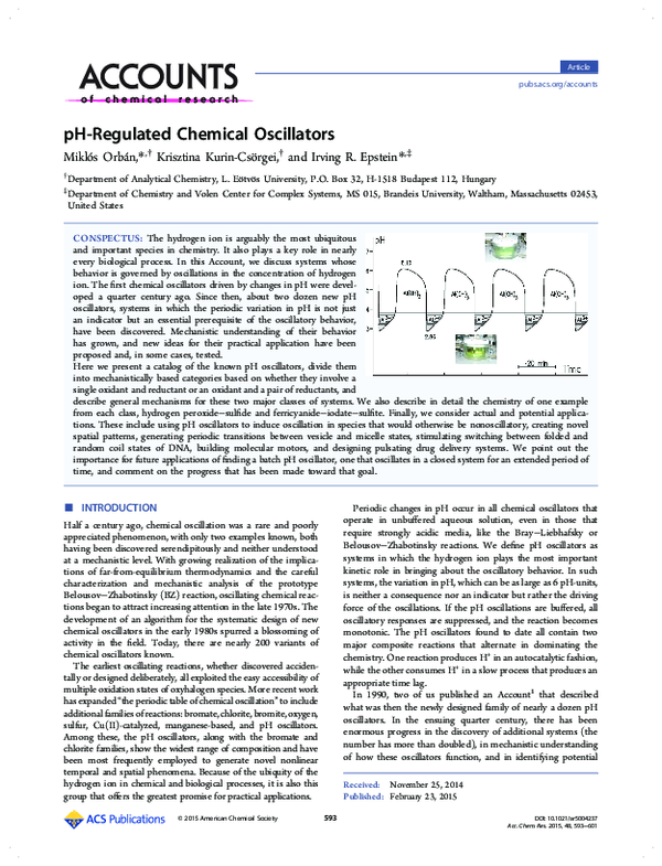 (PDF) pH-Regulated Chemical Oscillators | Irving Epstein - Academia.edu