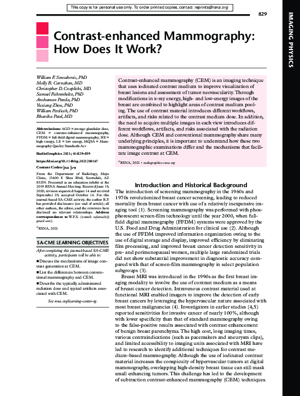 (PDF) Contrast-enhanced Mammography: How Does It Work?