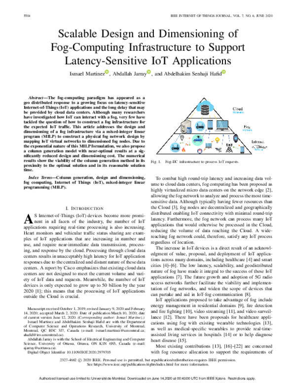 Pdf Optimizing Fog Computing For Iot Latency