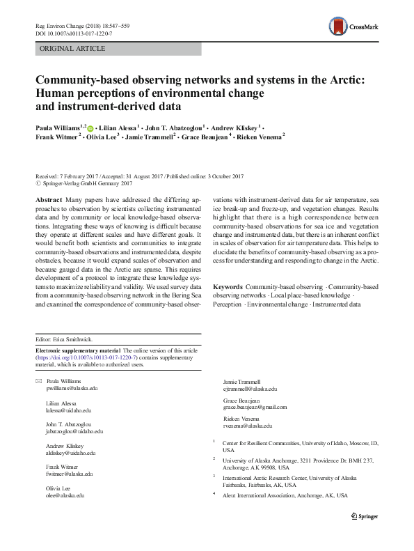(PDF) Community-based observing networks and systems in the Arctic ...