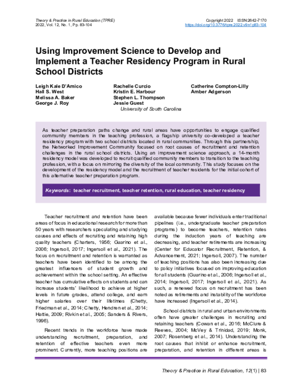 (PDF) Using Improvement Science to Develop and Implement a Teacher ...