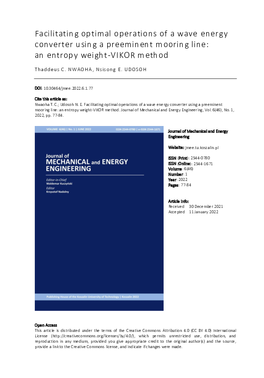 (PDF) Facilitating optimal operations of a wave energy converter using a preeminent mooring line ...