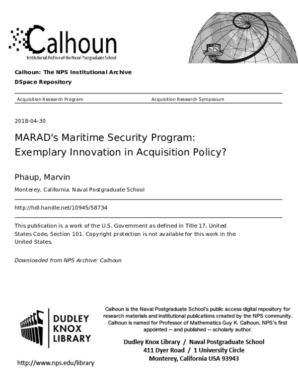 (PDF) MARAD's Maritime Security Program: Exemplary Innovation in ...