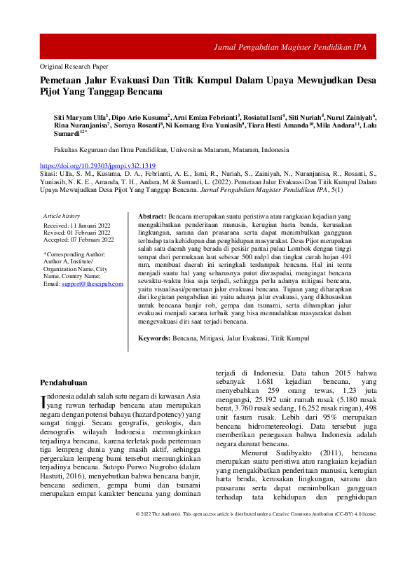 (PDF) Pemetaan Jalur Evakuasi dan Titik Kumpul dalam Upaya Mewujudkan ...