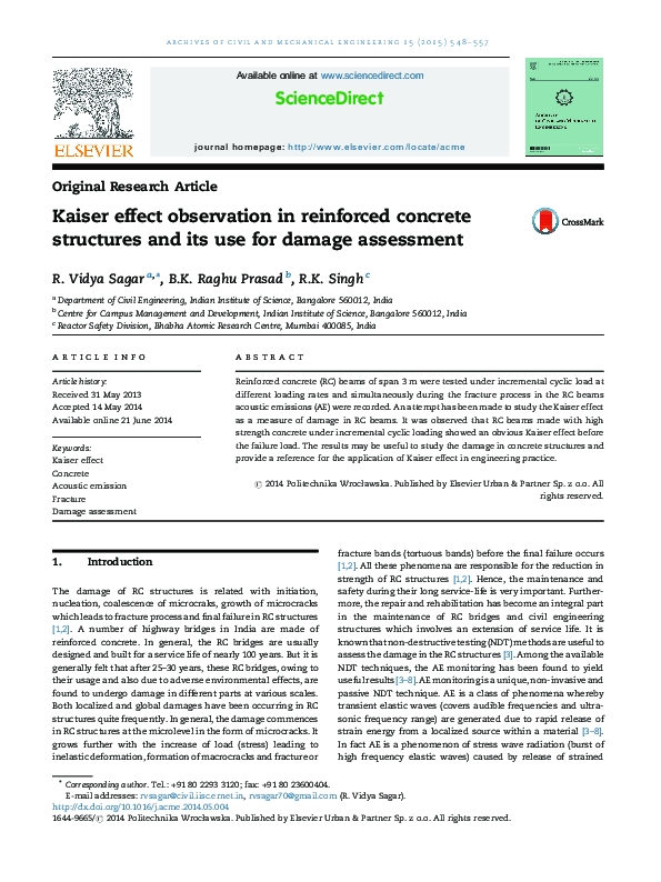 (PDF) Kaiser effect observation in reinforced concrete structures and ...