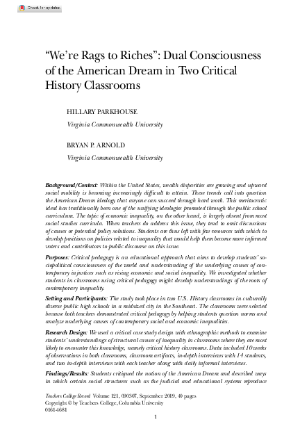 (PDF) “We're Rags to Riches”: Dual Consciousness of the American Dream ...