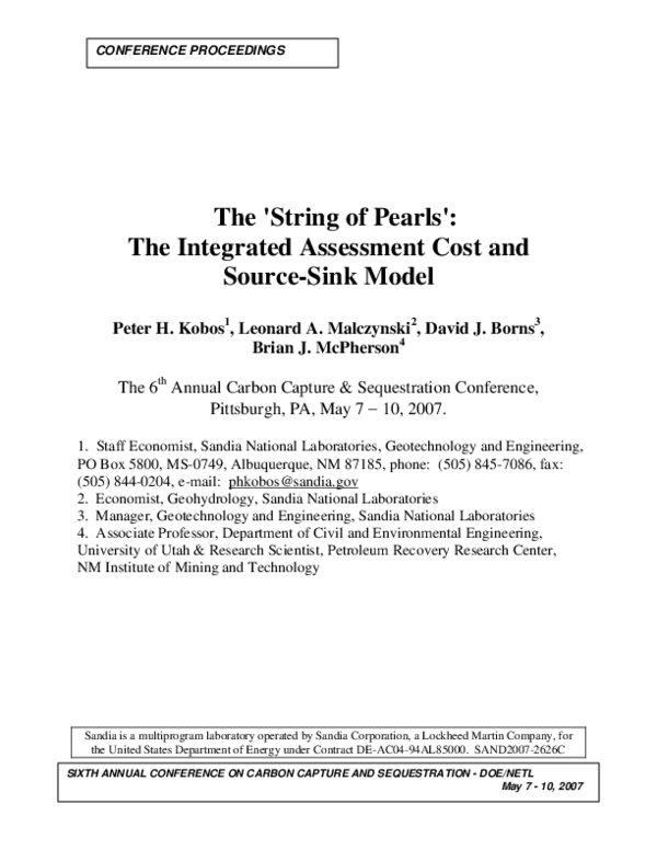 (PDF) CO2 Source-Sink Model for Carbon Sequestration