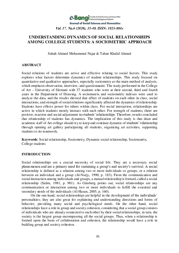 (PDF) Understanding Dynamics of Social Relationships Among College ...