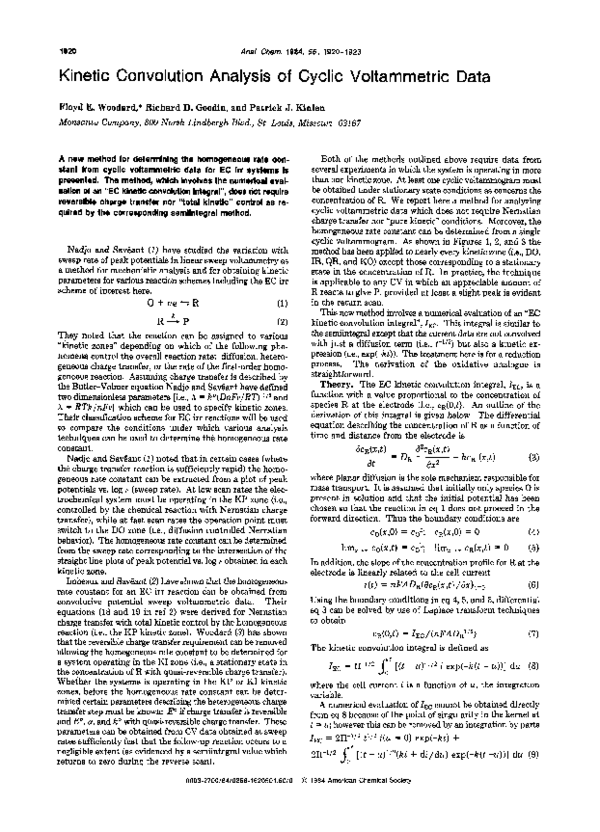 (PDF) Kinetic convolution analysis of cyclic voltammetric data