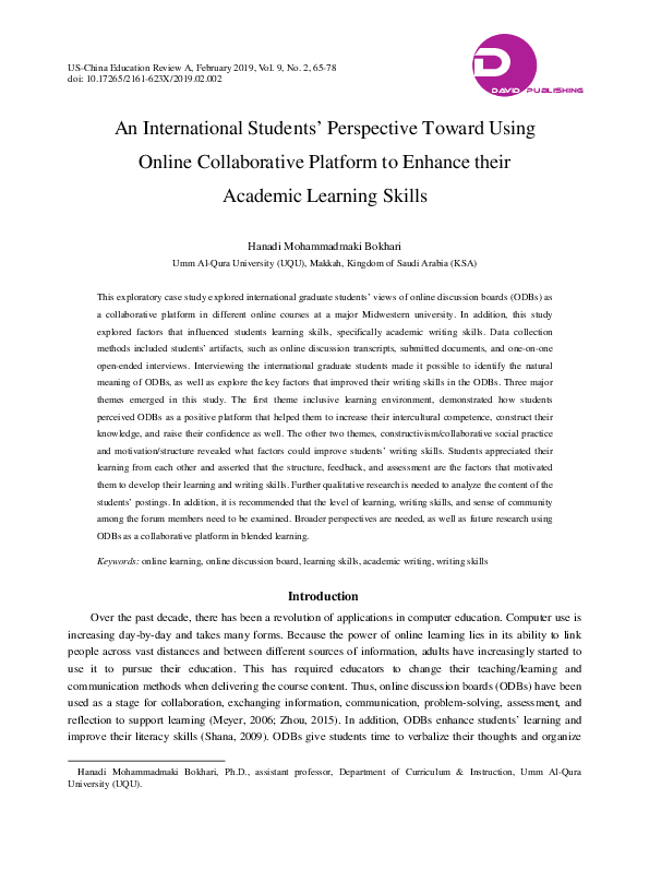 (PDF) Using peer scaffolding to enhance students' reasoning skills in online collaborative learning