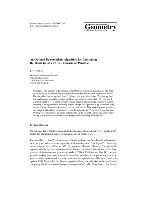 (PDF) An Optimal Deterministic Algorithm for Computing the Diameter of ...