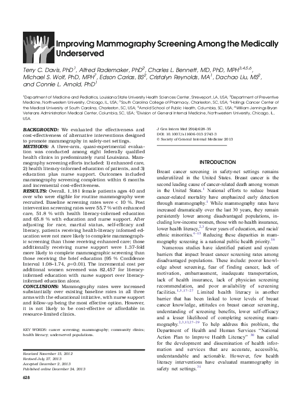 (PDF) Improving Mammography Screening Among the Medically Underserved