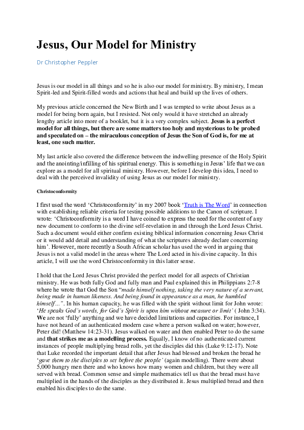 (PDF) Jesus, Our Model for Ministry
