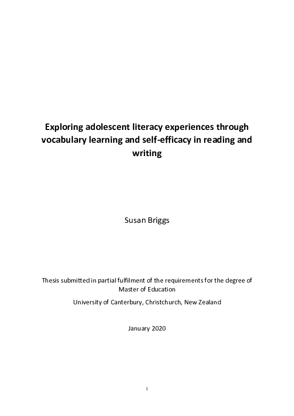 Exploring adolescent literacy experiences through vocabulary learning ...