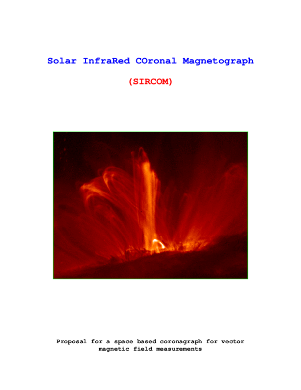(PDF) Solar InfraRed COronal Magnetograph (SIRCOM) | nandita srivastava ...
