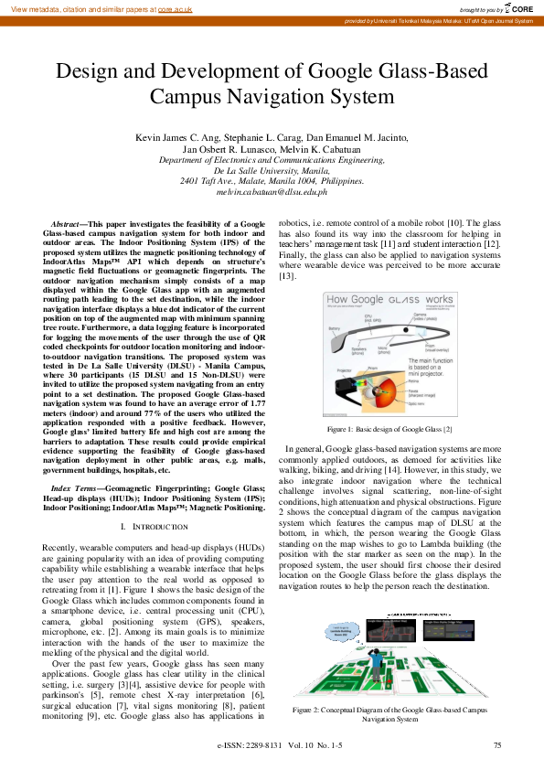 (PDF) Design and Development of Google Glass-Based Campus Navigation System