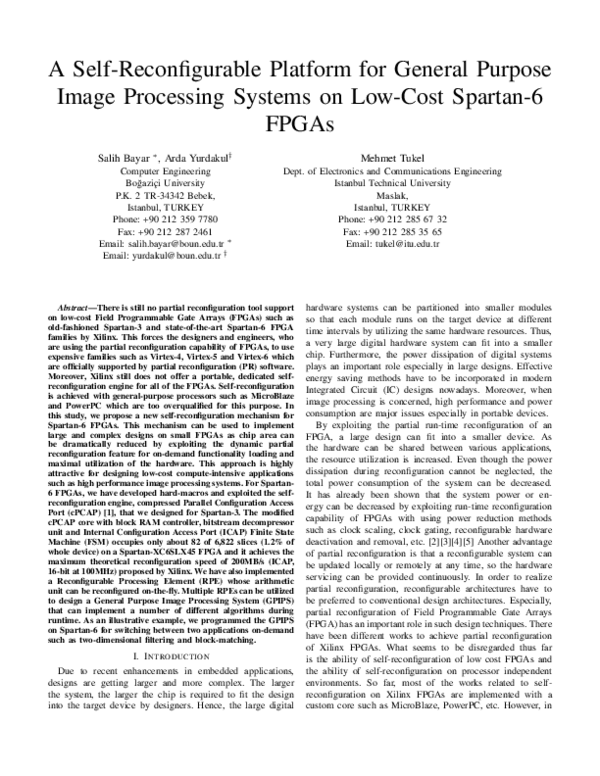 (PDF) A self-reconfigurable platform for general purpose image processing systems on low-cost ...