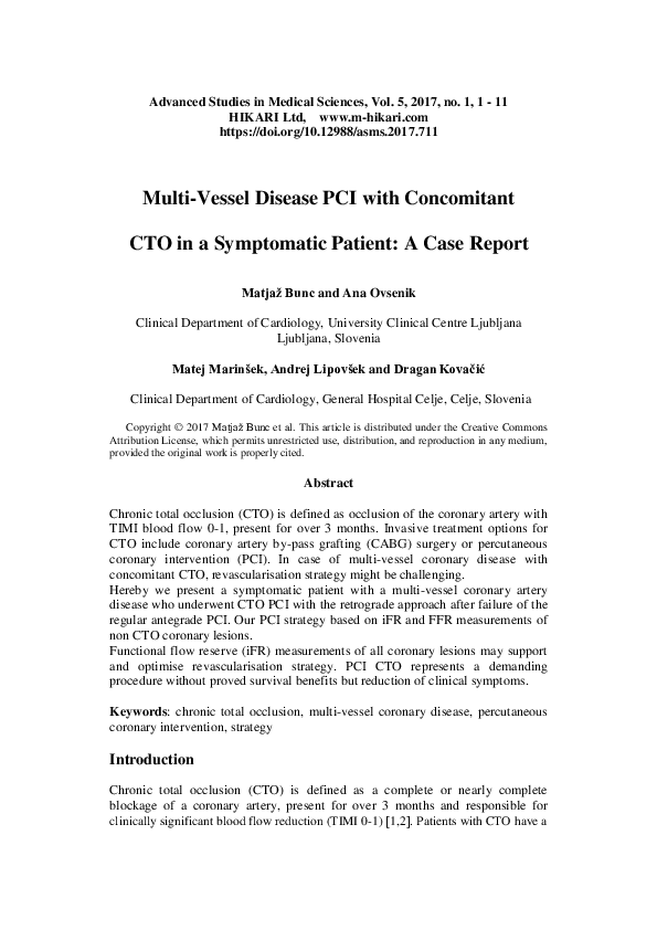(PDF) Multi-vessel disease PCI with concomitant CTO in a symptomatic ...