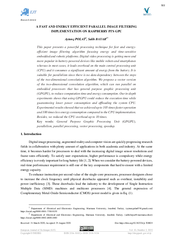 (PDF) A Fast and Energy Efficient Parallel Image Filtering Implementation on Raspberry Pi's Gpu