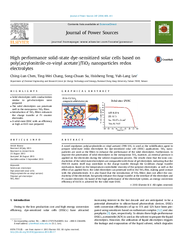 (PDF) High performance solid-state dye-sensitized solar cells based on ...