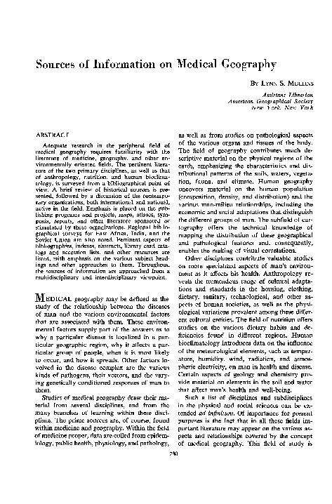 (PDF) Sources of information on medical geography