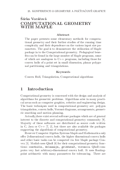 (PDF) Computational Geometry with Maple